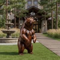 China Custom Life Size Bronze Bear Sculpture Outdoor Garden Statue Realistic Animal Art Patina Finish for sale
