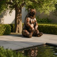 China Large Bronze Bear Sculpture Outdoor Garden Realistic Sitting Brown Bear Statue Custom Metal Animal Art Decor for sale