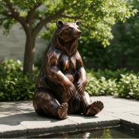 China Large Bronze Bear Sculpture Outdoor Garden Realistic Sitting Brown Bear Statue Custom Metal Animal Art Decor for sale