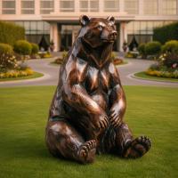 China Large Bronze Bear Sculpture Outdoor Garden Realistic Sitting Brown Bear Statue Custom Metal Animal Art Decor for sale