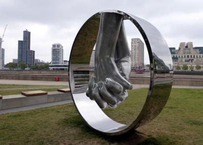 China Modern High Polished Stainless Steel Human Hand Sculpture 200cm Forging Finish for Decoration for sale