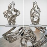 China Luxury Hollow-out Polished Stainless Steel Sculpture 200cm Garden Art Statue for sale