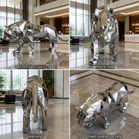 China Geometric Mirror Stainless Steel Tiger Sculpture for sale