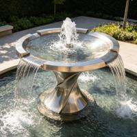 China Custom Stainless Steel Outdoor Garden Fountain Sculpture 120cm for Commercial Landscape Decoration for sale