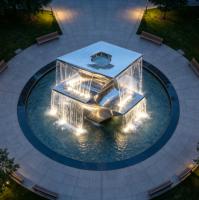 China Stainless Steel Outdoor Garden Fountain Sculpture Custom Size LED Water Feature for Landscape Decoration for sale