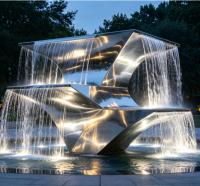 China Stainless Steel Outdoor Garden Fountain Sculpture Custom Size LED Water Feature for Landscape Decoration for sale
