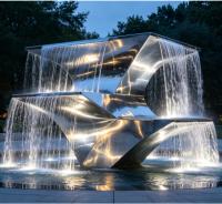 China Stainless Steel Outdoor Garden Fountain Sculpture Custom Size LED Water Feature for Landscape Decoration for sale