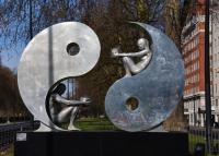China Modern Stainless Steel Yin Yang Sculpture for Garden Public Art Custom Size for sale