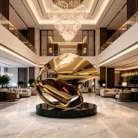 China Titanium Gold Stainless Steel Abstract Twist Sculpture H2200mm for Outdoor Landscape for sale