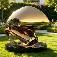 China Titanium Gold Stainless Steel Abstract Twist Sculpture H2200mm for Outdoor Landscape for sale