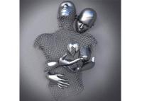 China Stainless Steel Figurative Love Sculpture 150cm Mirror Polished Wall Art for sale
