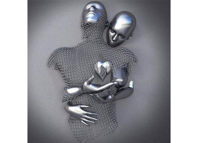 China Stainless Steel Figurative Love Sculpture 150cm Mirror Polished Wall Art for sale