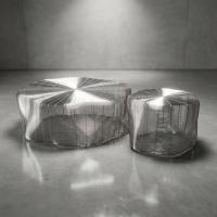 China Modern Irregular Stainless Steel Wire Mesh Coffee Table 55x55x36 cm for Villa Living Room for sale