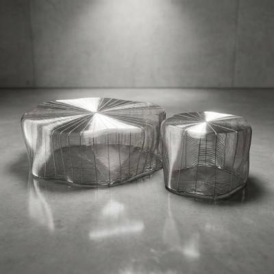 China Modern Irregular Stainless Steel Wire Mesh Coffee Table 55x55x36 cm for Villa Living Room for sale