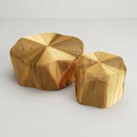 China PVD Gold Plated Stainless Steel Irregular Wire Mesh Coffee Table 55x55x36 cm for sale