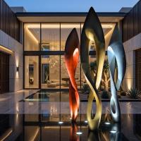 China Large Custom Contemporary Indoor Outdoor Abstract Fiberglass Hotel Sculpture Factory Direct Modern Art Statue for Landscape Decor for sale