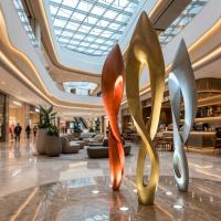 China Large Custom Contemporary Indoor Outdoor Abstract Fiberglass Hotel Sculpture Factory Direct Modern Art Statue for Landscape Decor for sale