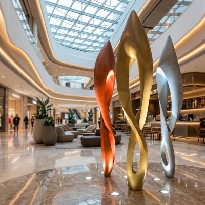 China Large Custom Contemporary Indoor Outdoor Abstract Fiberglass Hotel Sculpture Factory Direct Modern Art Statue for Landscape Decor for sale
