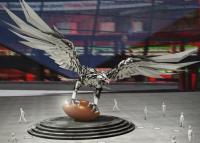 China Large Stainless Steel Eagle Sculpture 500cm Height Outdoor Decoration Matt Finish for sale