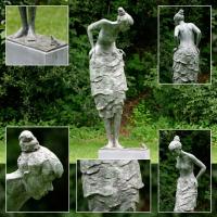 China Handmade Bronze Woman and Frog Garden Statue - Life Size Patina Sculpture for sale