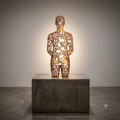 China Custom Abstract Corten Steel Letter Human Figure Sculpture Metal Alphabet Man Statue Modern Art Outdoor Indoor Garden Lobby Decor for sale
