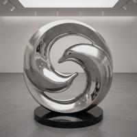 China Contemporary Spiral Dolphin Sculpture — Mirror Polished Stainless Steel Water Feature Art for Garden, Poolside & Coastal Plaza for sale
