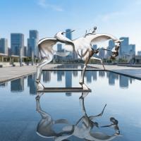 China The Echo of Horizon | Modern Abstract Stainless Steel Sculpture for Luxury Estates & Plazas for sale