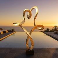 China Modern Eternal Heart | 8K Mirror-Polished Stainless Steel Abstract Sculpture for Luxury Landscapes for sale