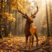 China Life Size Geometric Stag Deer Metal Sculpture Weathering Corten Steel Low Poly Animal Statue Modern Outdoor Garden Decor Custom for sale