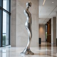 China Mirror Polished Stainless Steel Abstract Human Figure Sculpture Modern Art Decor for sale