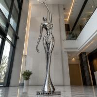 China Mirror Polished Stainless Steel Abstract Human Figure Sculpture Modern Art Decor for sale