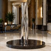 China Mirror Polished Stainless Steel Double Arch Tube Sculpture, Modern Abstract Art Decor for sale