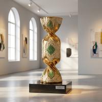 China Luxury Islamic Art: Saudi Gold Twisted Candy Sculpture | Custom Modern Decor for sale