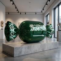 China Luxury Islamic Art: Saudi Gold Twisted Candy Sculpture | Custom Modern Decor for sale