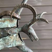 China Modern Shamanic Ibex Figure - 180cm Hand-Cast Bronze Outdoor Sculpture for sale