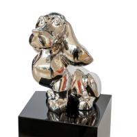 China Modern Mirror-Polished Stainless Steel Dog Sculpture | Luxury Cartoon Basset Hound Statue for Home & Office Decor for sale