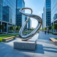 China Infinity Twist Mirror Polished Stainless Steel LED Sculpture | Modern Outdoor & Indoor Art Decor for sale
