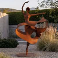 China Life Size Metal Dancing Woman Sculpture Corten Steel Garden Statue Outdoor Lawn Yard Pool Art Decor Handmade Modern Dancer Figurine for sale