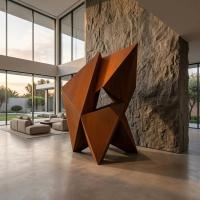China The Monolith — Geometric Abstract Corten Steel Sculpture for sale