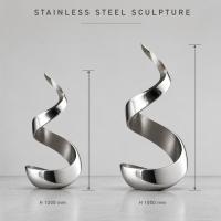 China Custom Mirror Polished Stainless Steel Ribbon Sculpture for Hotel Lobby Atrium Decor for sale