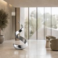 China Custom Mirror Polished Stainless Steel Ribbon Sculpture for Hotel Lobby Atrium Decor for sale