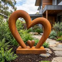 China Timeless Heartfelt Bond Sculpture in Rusted Corten Steel - The Living Art for Sustainable Landscape Design for sale