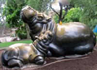 China Bronze Rhino Mother Love Sculpture 200 cm Outdoor Garden Decoration Custom Size for sale
