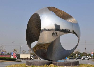 China Large Stainless Steel Sphere Sculpture Polished Brush Finish Custom Size Outdoor Public Roundabout Decoration for sale