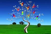 China Garden Decor Colorful Painted Stainless Steel Tree Sculpture For Placing Square for sale