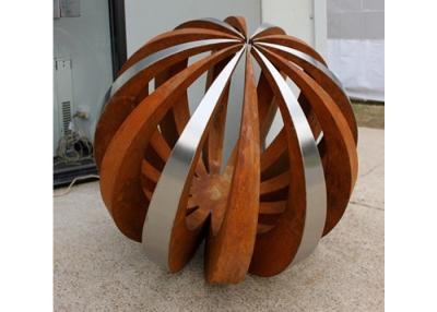 China Outdoor Corten Steel and Stainless Steel Ball Sculpture 200cm Custom Size for sale