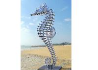 China Large Stainless Steel Seahorse Sculpture 180 cm Polished Finish Outdoor Metal Animal Art for sale