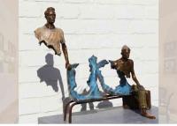 China Life Size Casting Finish Traveler Bronze Sculpture Bruno Catalano Garden Art for sale