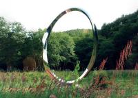 China Outdoor Stainless Steel Ring Sculpture 200cm Height Polished Finish Garden Art for sale