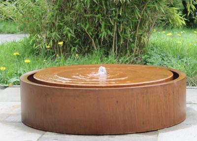 China 150cm Round Corten Steel Water Feature with LED Lighting - Contemporary Garden Decoration for sale